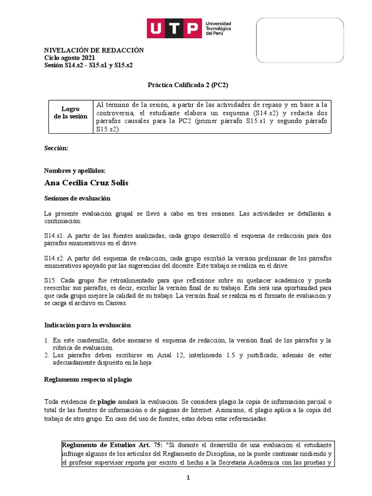 S14.s2 - Resolver Ejercicios - Cuadernillo para La PC2 - 2021ceci | Descargar gratis PDF ...