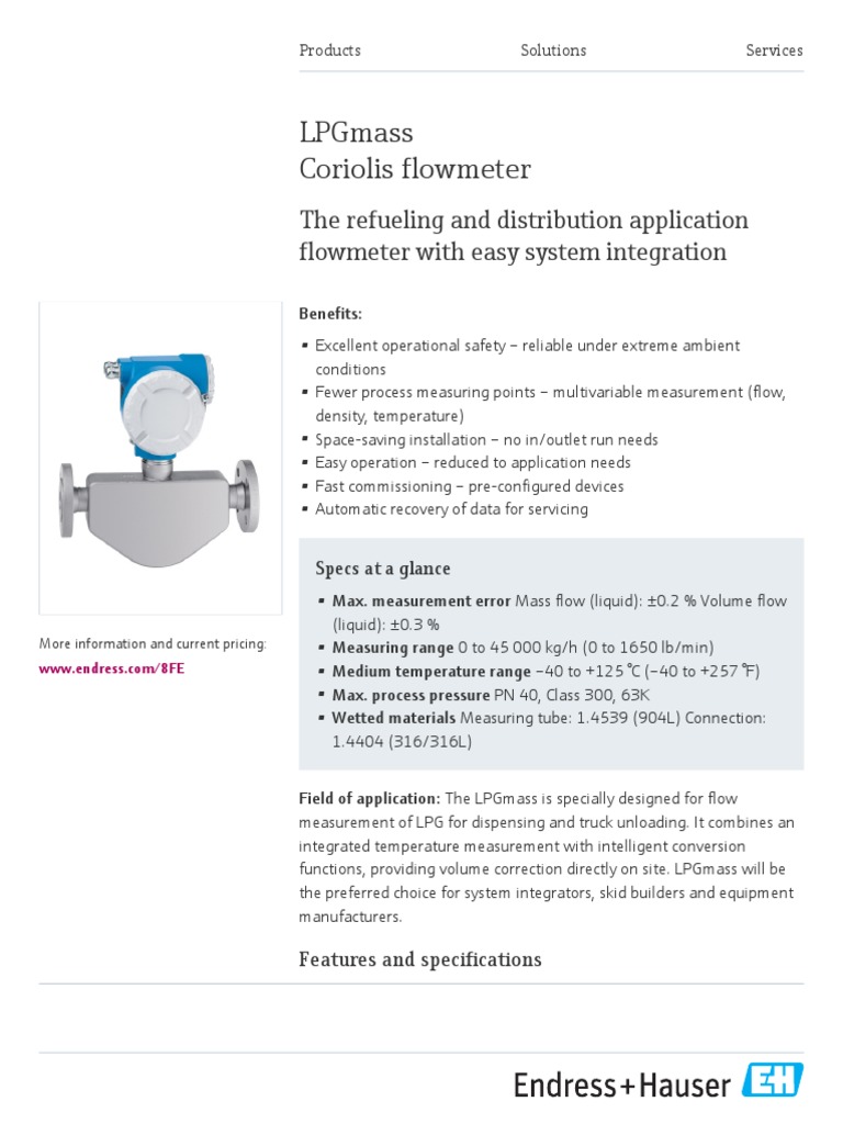 Endress-Hauser LPGmass 8FE en | PDF | Flow Measurement | Density