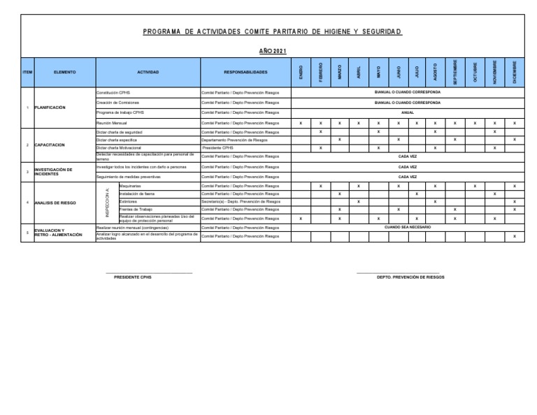 Programa Comite Paritario 2021 | PDF