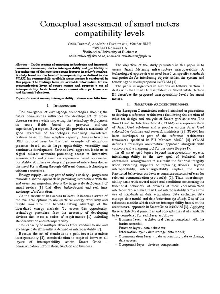 Smart Meters Interoperability Assessment | PDF | Smart Grid ...
