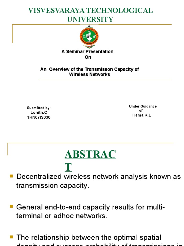 Transmission Capacity of Wireless Networks Overview | PDF | Wireless Ad Hoc Network | Antenna ...