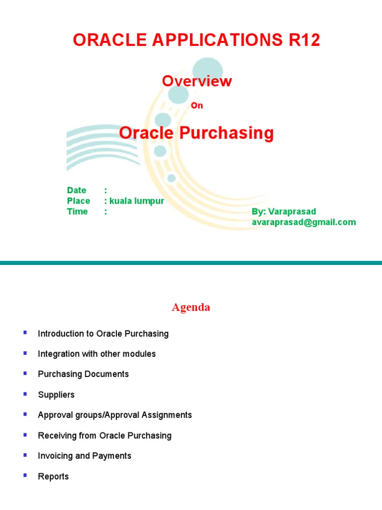 Oracle Purchasing R12 Overview Guide | PDF | Accounts Payable | Invoice