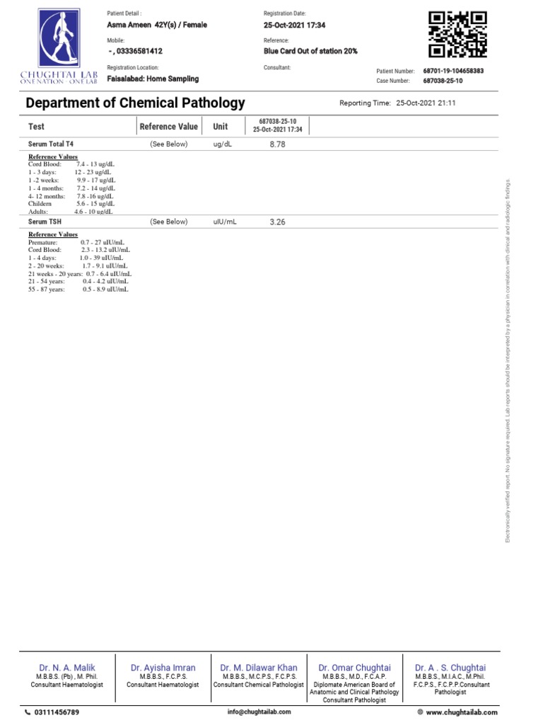 Department of Chemical Pathology: Test Reference Value Unit | PDF ...