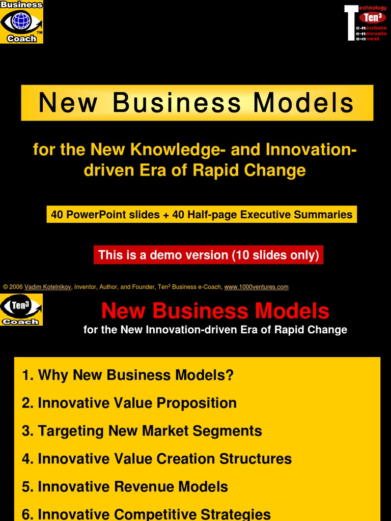 New Business Models | PDF | Goal | Knowledge Economy