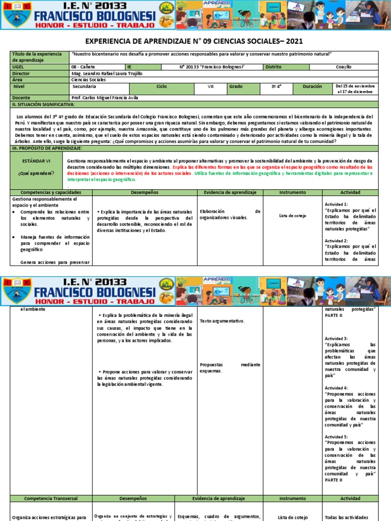 Experiencia de Aprendizaje #3-4 Vii CCSS | PDF | Evaluación | Aprendizaje