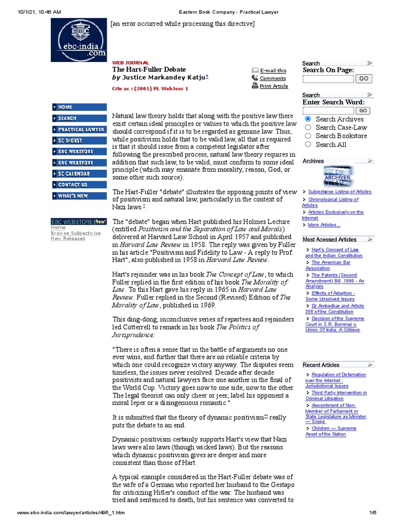 Hart-Fuller Debate - Katju | PDF | Nazi Germany | Positivism