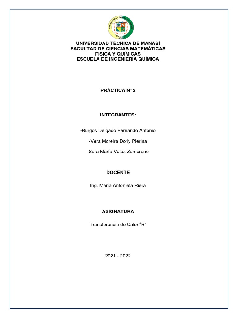 INFORME PRÁCTICA# 2 Terminado | PDF | Conduccion termica | Calor