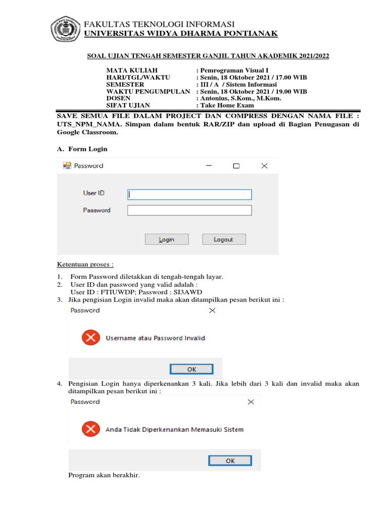 Soal UTS Pemrograman Visual I 3A SI | PDF | Bisnis