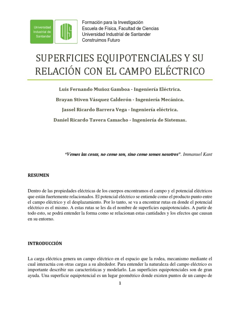 Laboratorio Superficies Equipotenciales y Campo Eléctrico. | PDF | Campo eléctrico | Electricidad