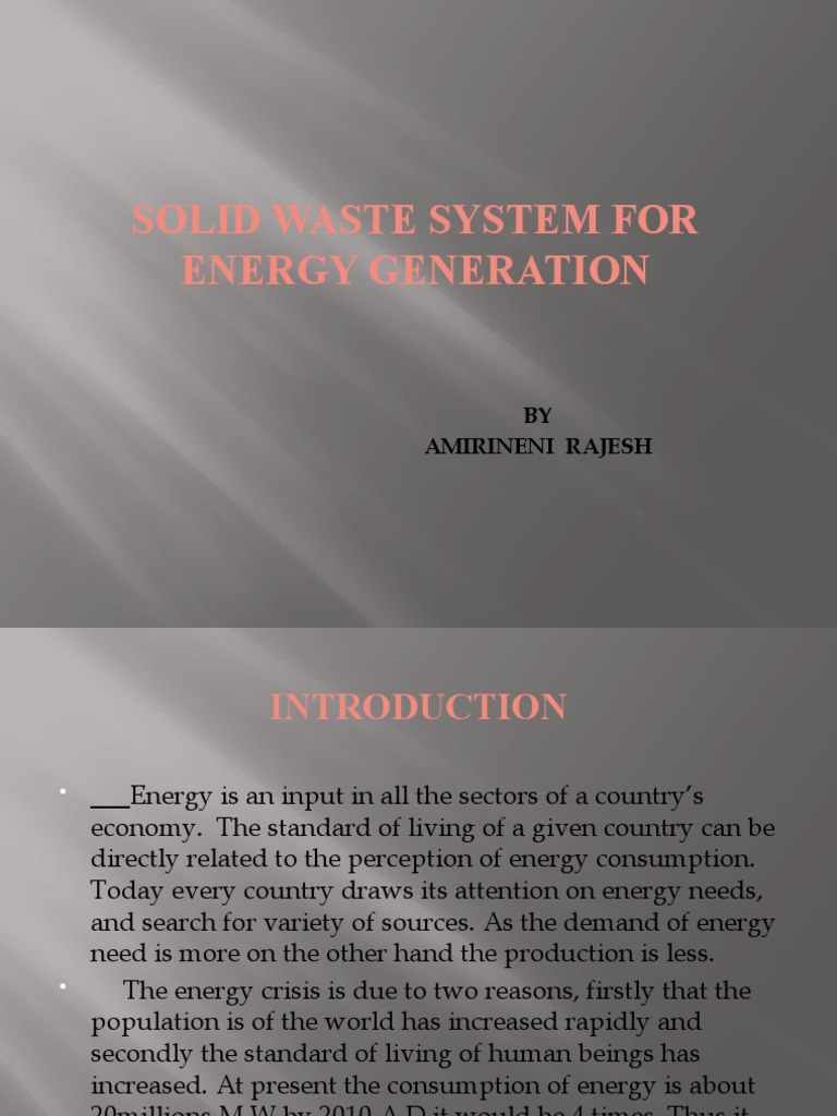 Solid Waste System For Energy Generation | PDF | Environmental ...