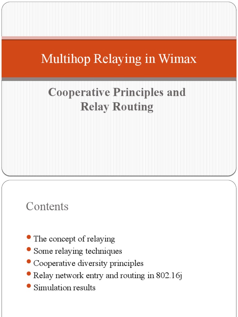 Multihop Relaying in Wimax: Cooperative Principles and Relay Routing | PDF | Radio | Radio ...