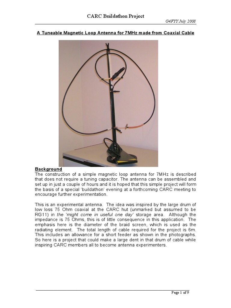 Carc Buildathon Project: A Tuneable Magnetic Loop Antenna For 7Mhz Made ...