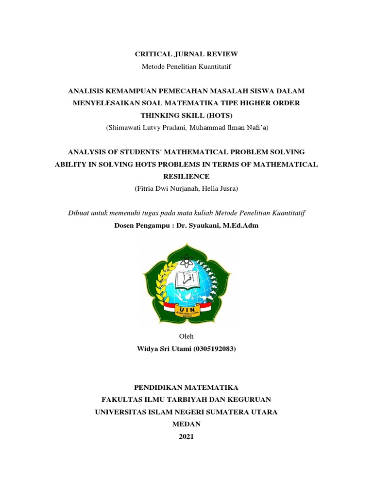 CJR Metode Penelitian Widya Sri Utami (0305192083) | PDF