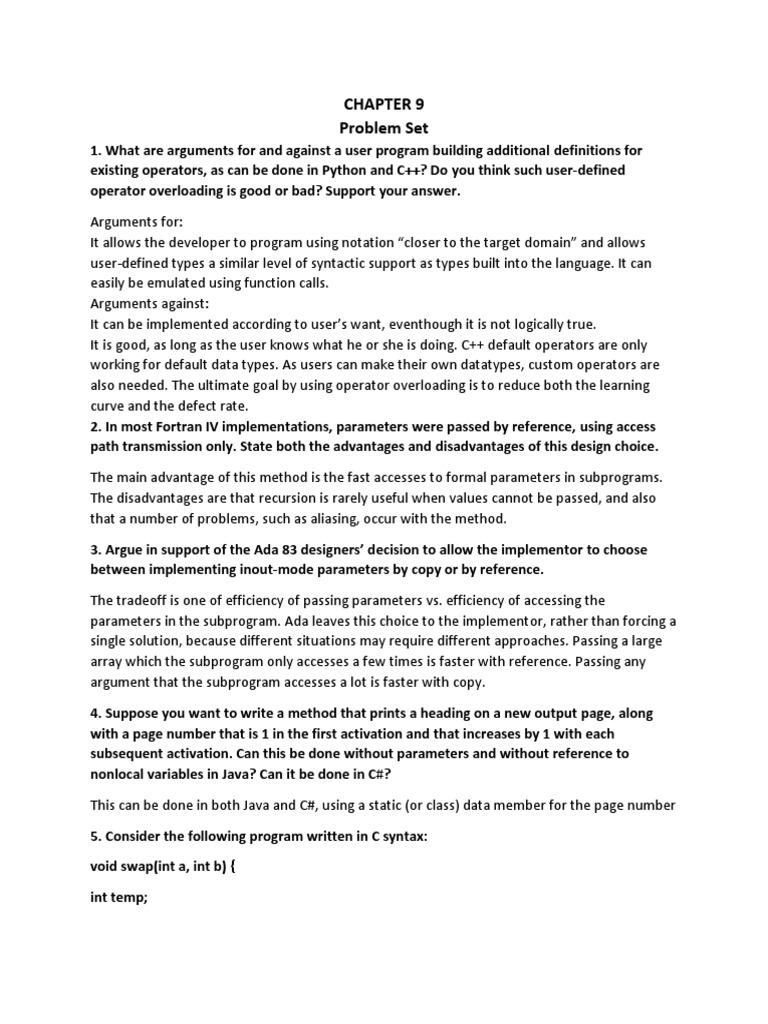 Ch9 Problem Set | PDF | Subroutine | Parameter (Computer Programming)