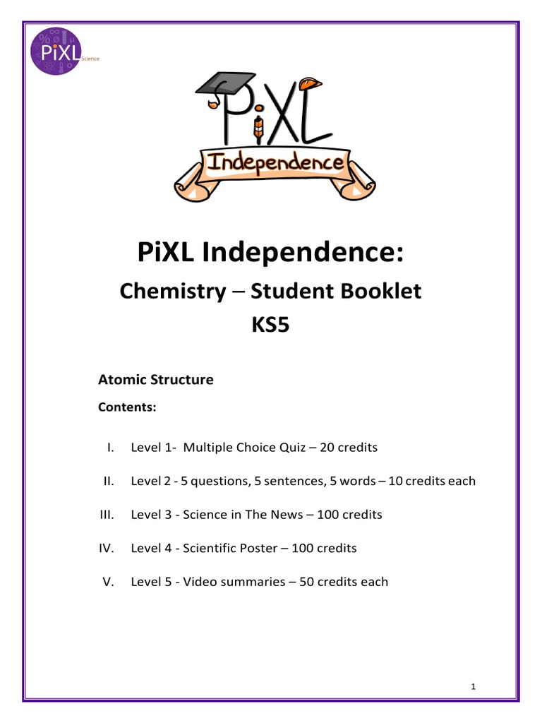 Pixl Independence:: Chemistry - Student Booklet Ks5 | PDF | Atoms | Ionization