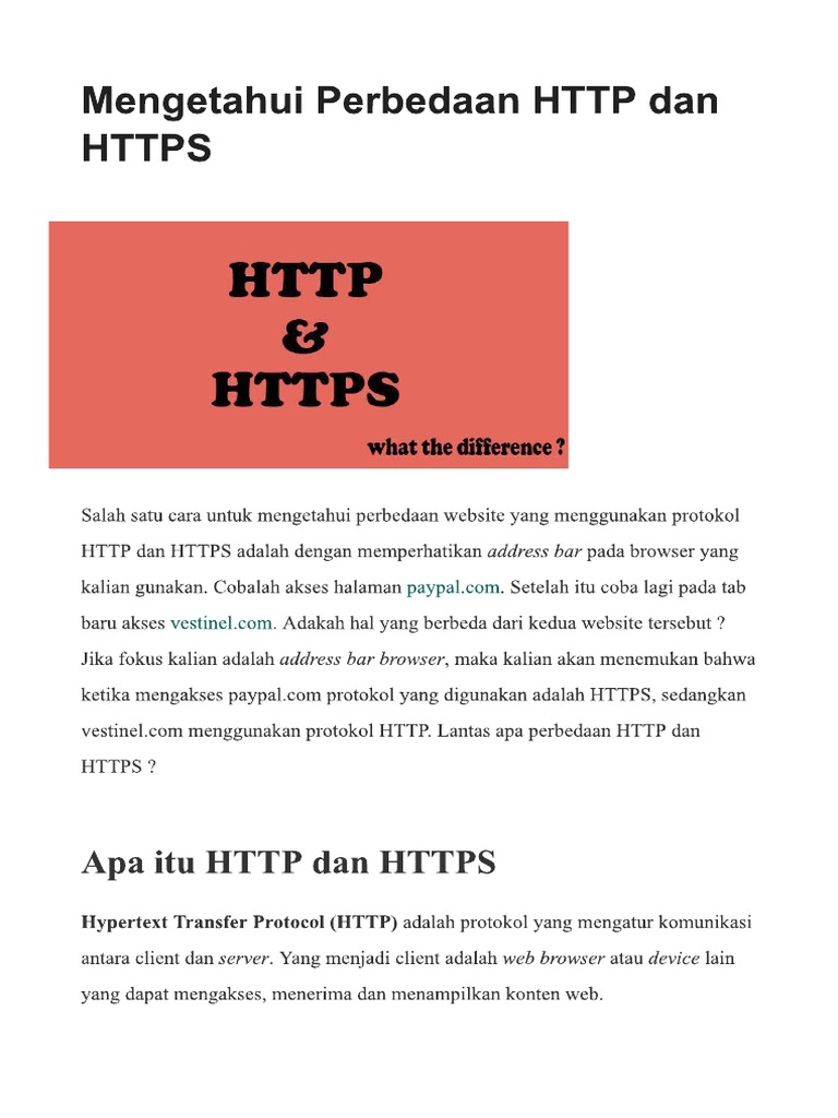 Mengetahui Perbedaan HTTP Dan HTTPS | PDF
