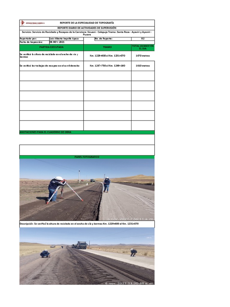 Reporte Diario de Obra 06.NOV.2021 | PDF