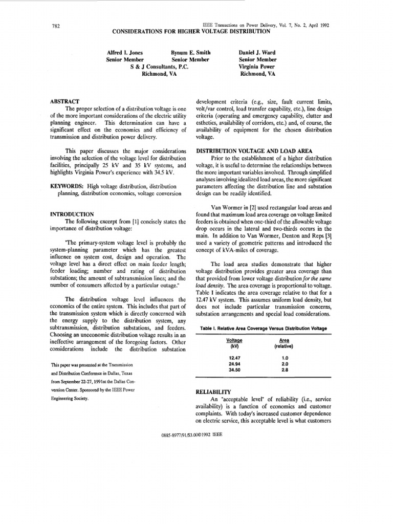 JONES, A. I. and WARD, D. J. | PDF | Electric Power Distribution ...
