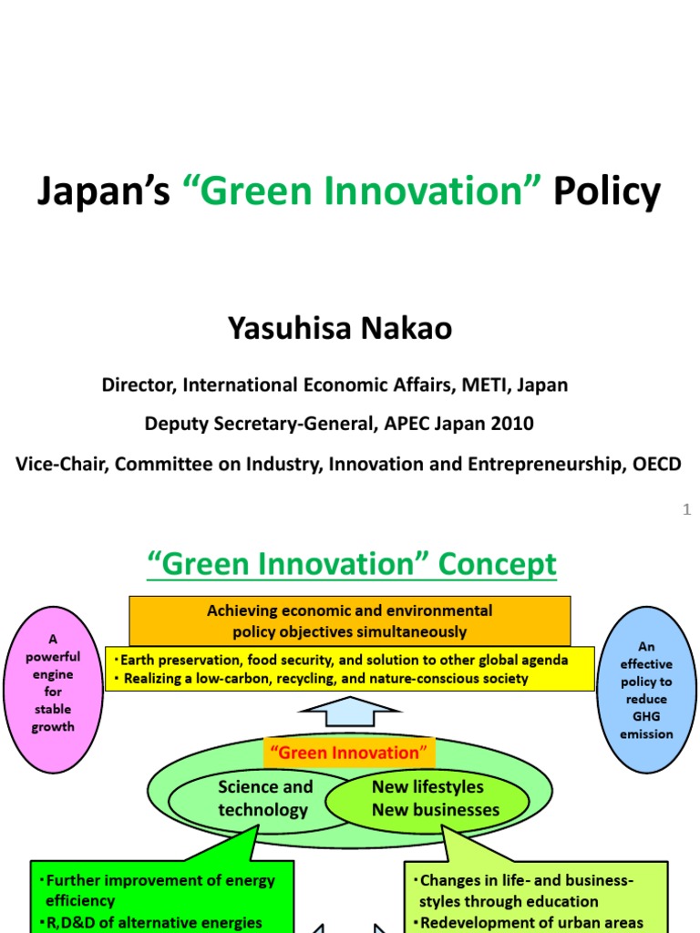 "Green Innovation": Japan's Policy | PDF | Low Carbon Economy ...