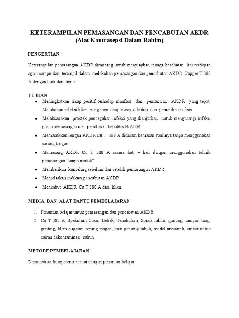 OSCE Insersi Dan Ekstraksi IUD | PDF