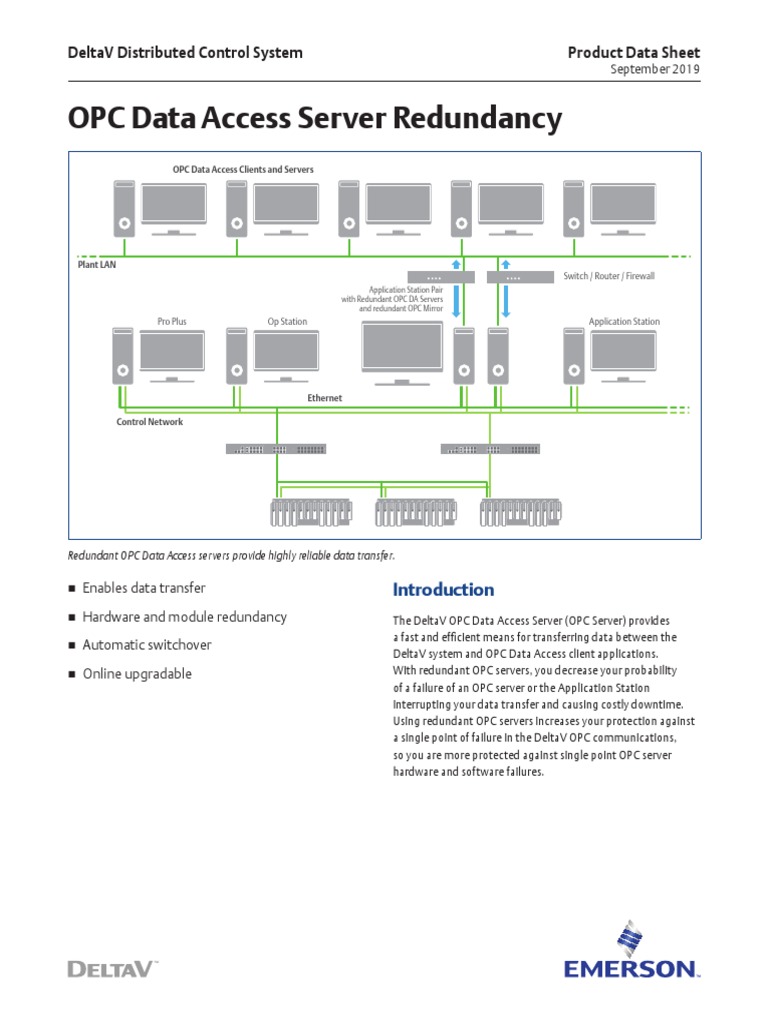 Product Data Sheet Opc Data Access Server Redundancy Deltav en 56212 | PDF | Server (Computing ...