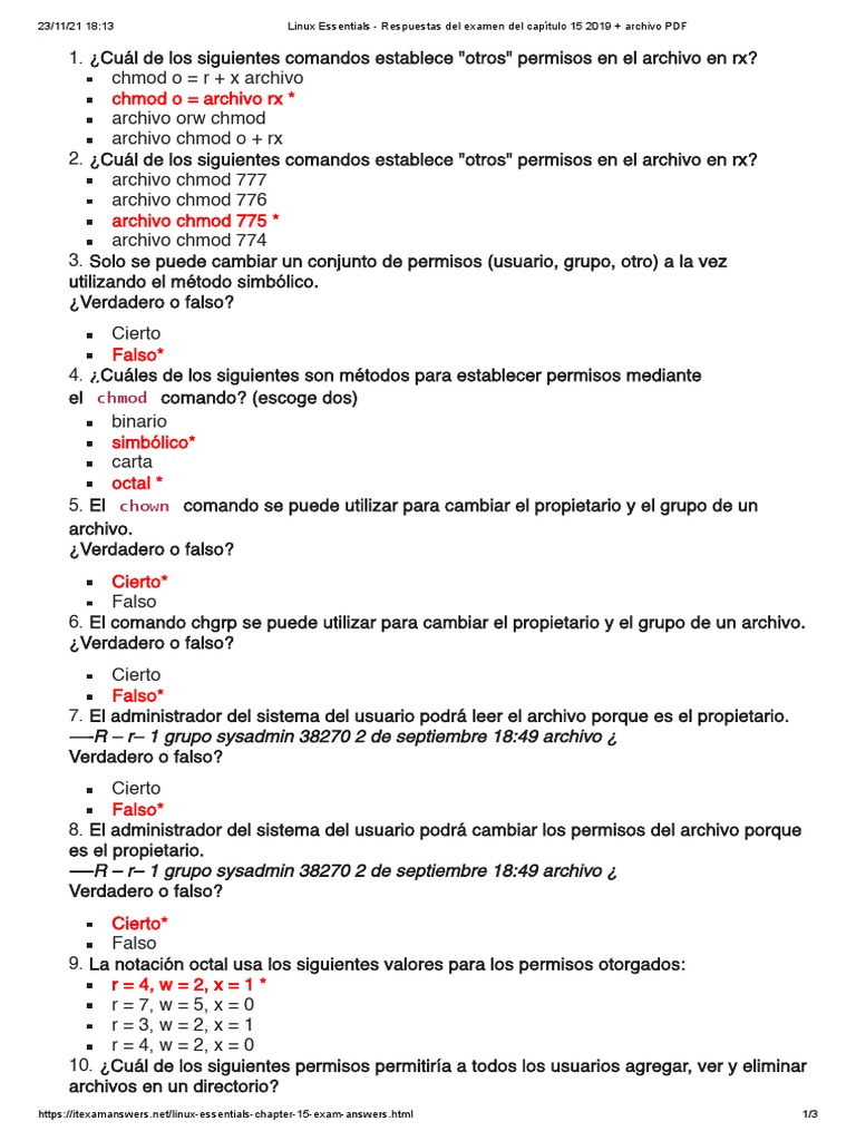 Linux Essentials - Respuestas Del Examen Del Capítulo 15 2019 + Archivo ...