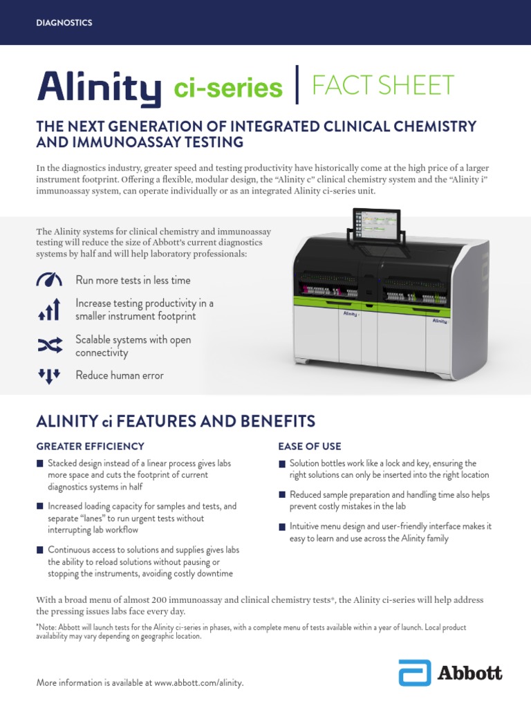 Abbott Alinity Ci FactSheet | PDF | Laboratories | Usability