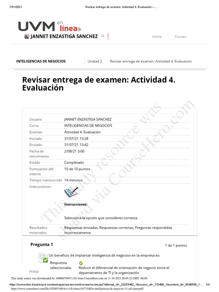 Act 4. Evaluaci N Inteligencias de Negocios 31 Jul Janny PDF | PDF | Inteligencia de negocios ...