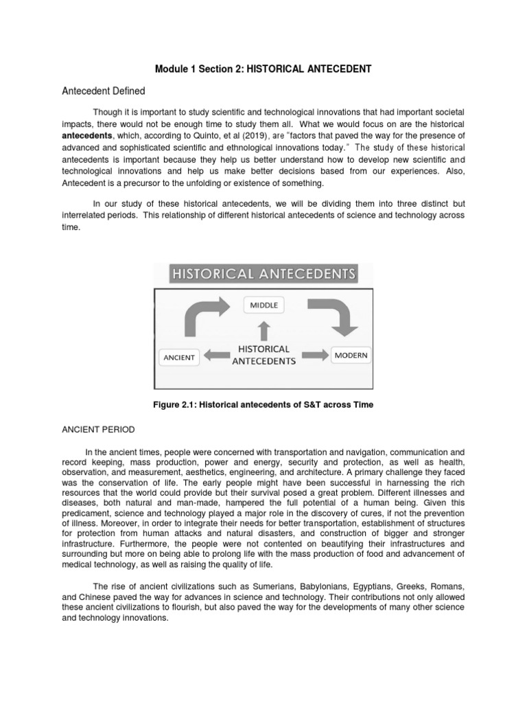 Antecedent Defined: Module 1 Section 2: HISTORICAL ANTECEDENT | PDF | Wheel | Papyrus