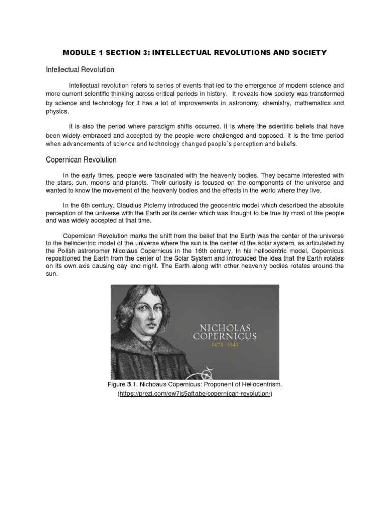 Module 1 Section 3 Intellectual Revolutions and Society | PDF | Heliocentrism | Sigmund Freud