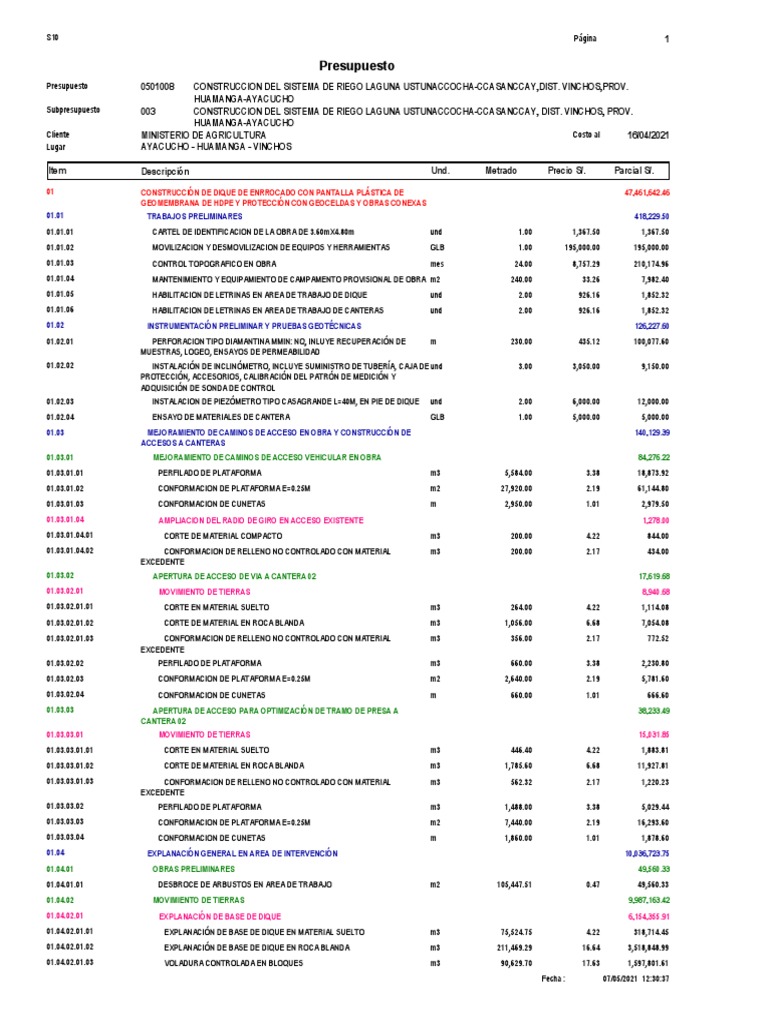 Presupuesto General | PDF | Hormigón | Ingeniero civil
