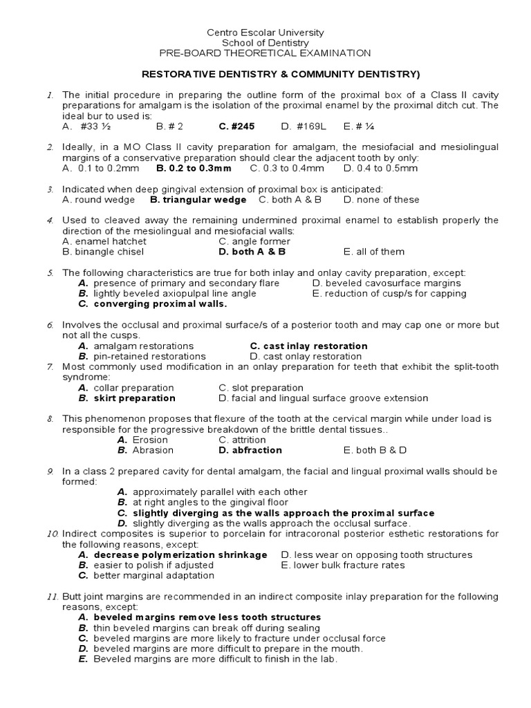 Restorative Dentistry & Community Dentistry) | PDF | Dentin | Tooth Enamel