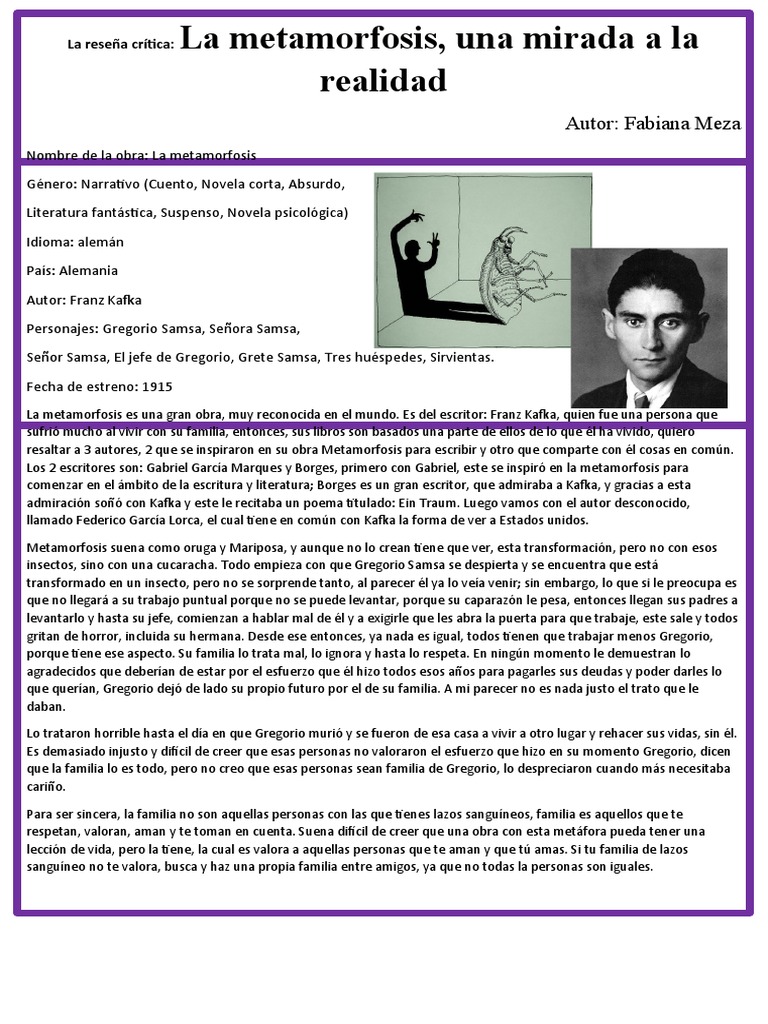 Tarea de Comu | PDF | La metamorfosis | Franz Kafka
