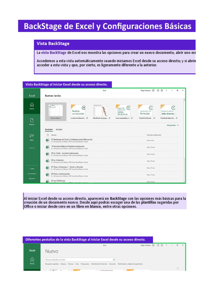 Cap03 Curso de Excel Backstage de Excel y Configuraciones Básicas | PDF ...