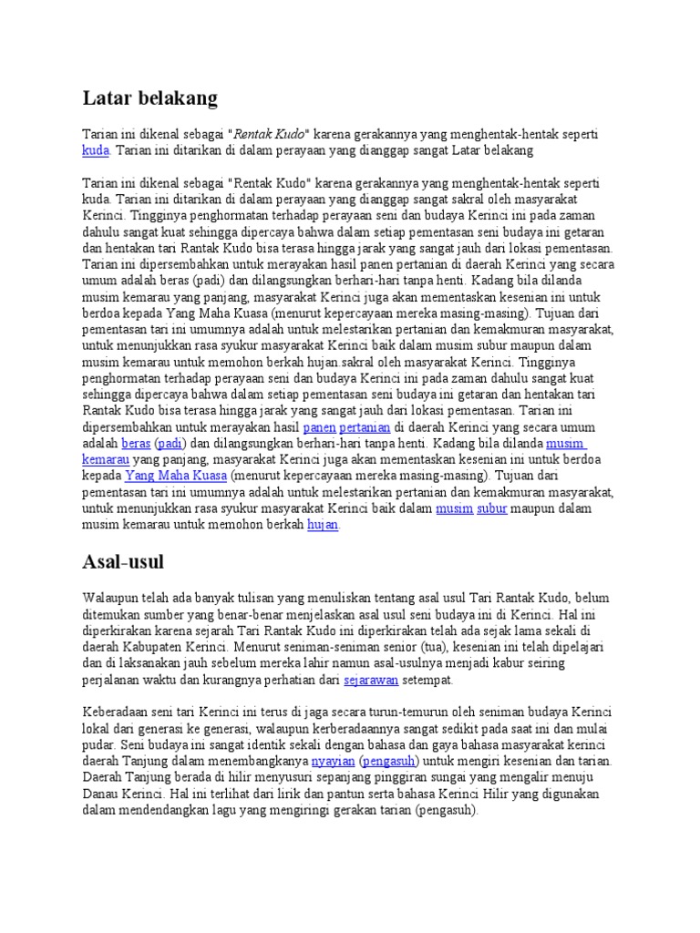 Latar Belakang TARI RANTAK | PDF | Seni