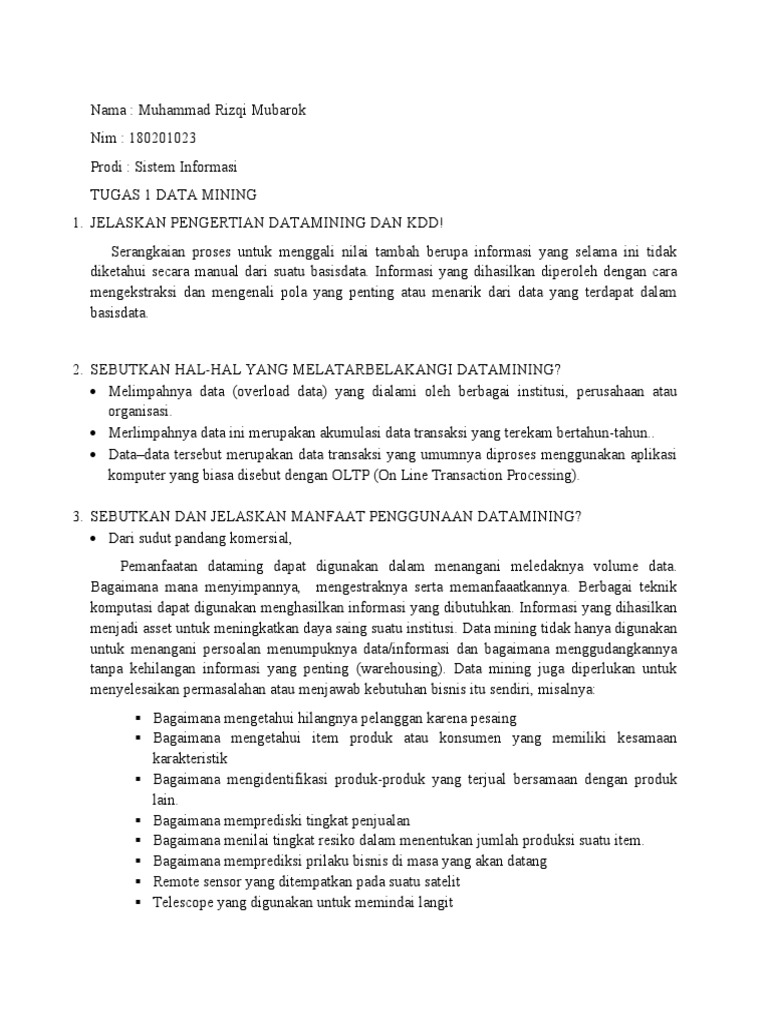 Tugas 1 Data Mining | PDF