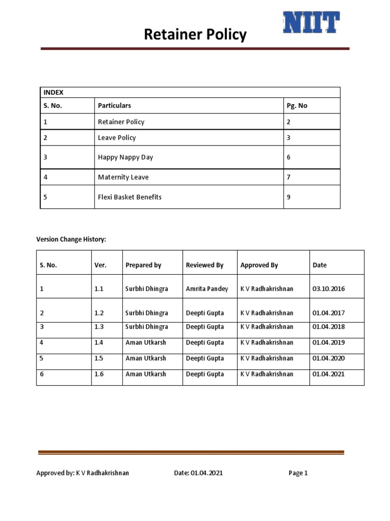 Retainer Policy FY 22 | PDF | Taxes | Parental Leave