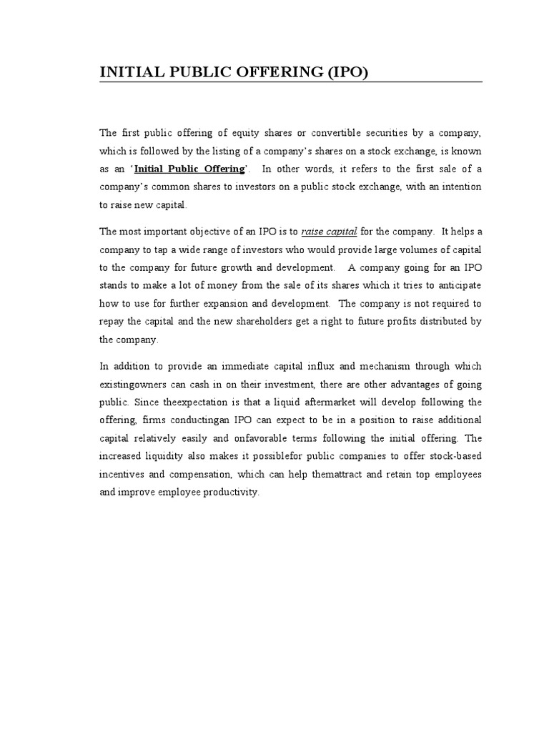 Initial Public Offering (Ipo) | PDF | Initial Public Offering | Investing