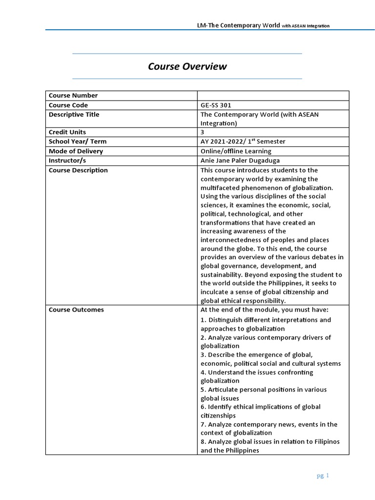 Contemporay World Module 12 | PDF | Globalization