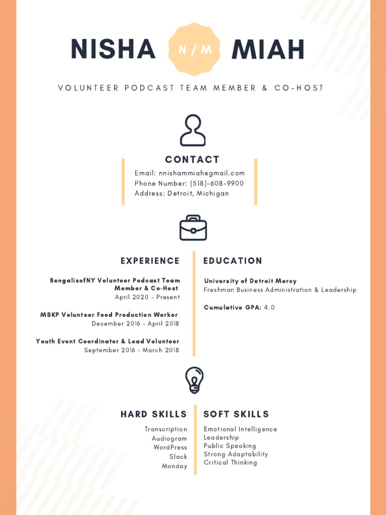 Visual Summary of Resume - Nisha Miah 1 | PDF