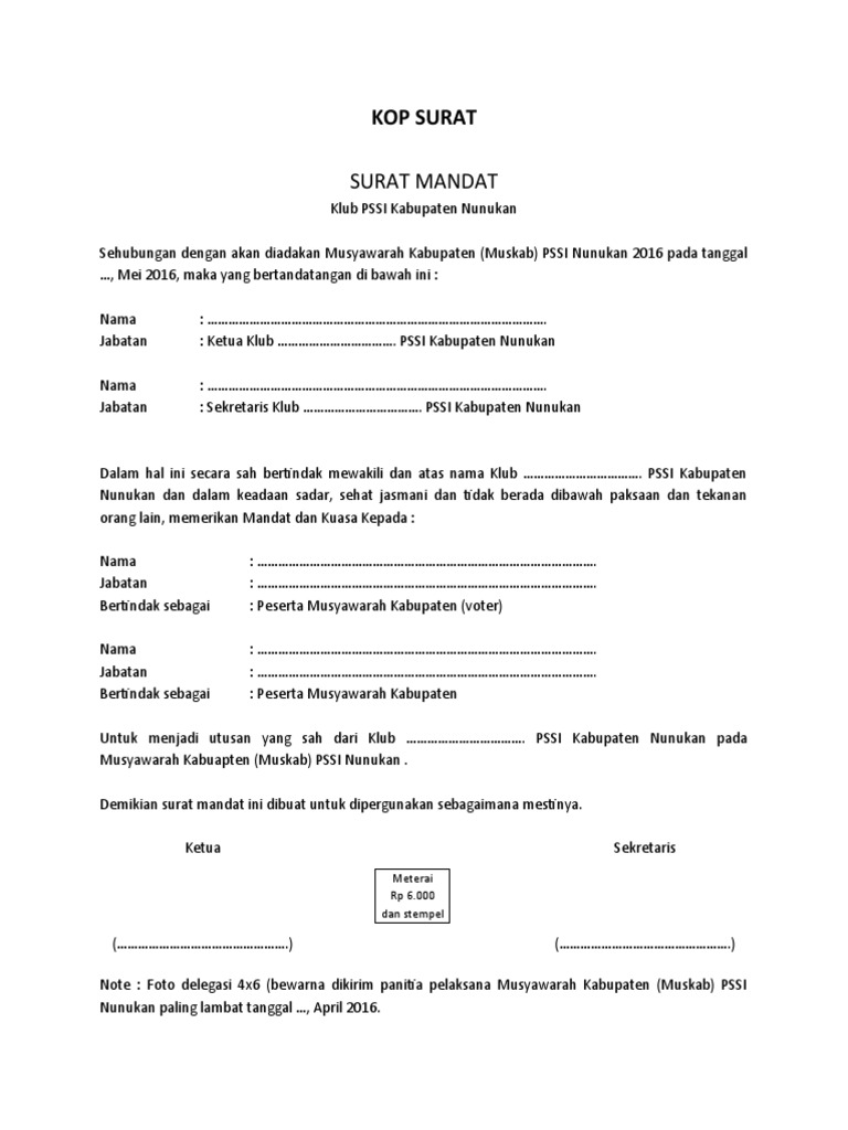 Contoh Surat Mandat | PDF