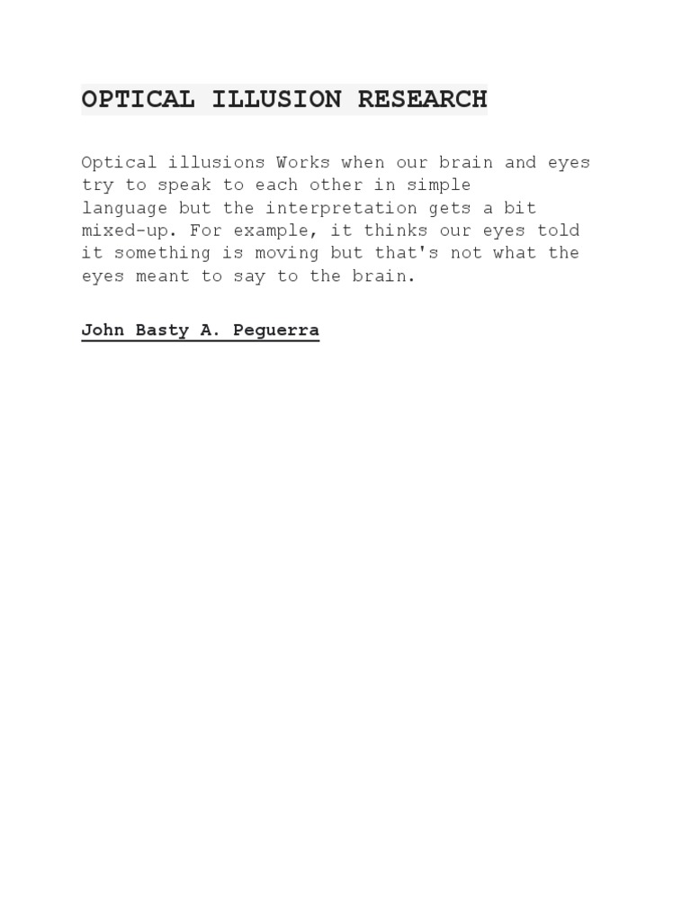 Optical Illusion Research | PDF