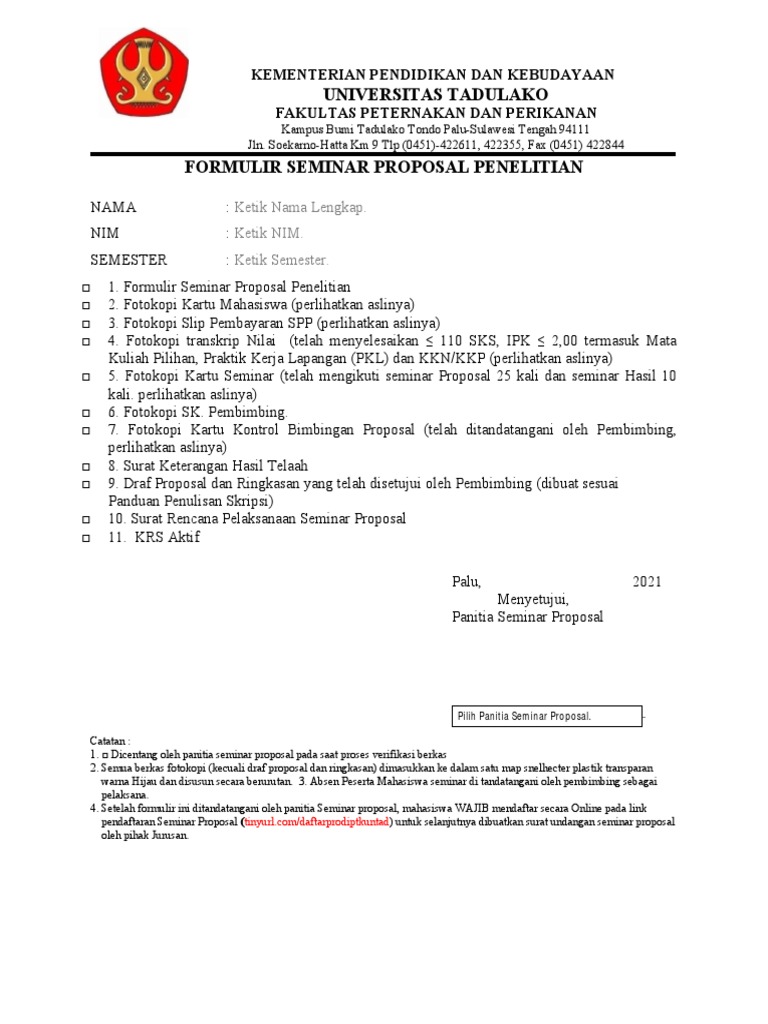 Formulir Seminar Proposal | PDF