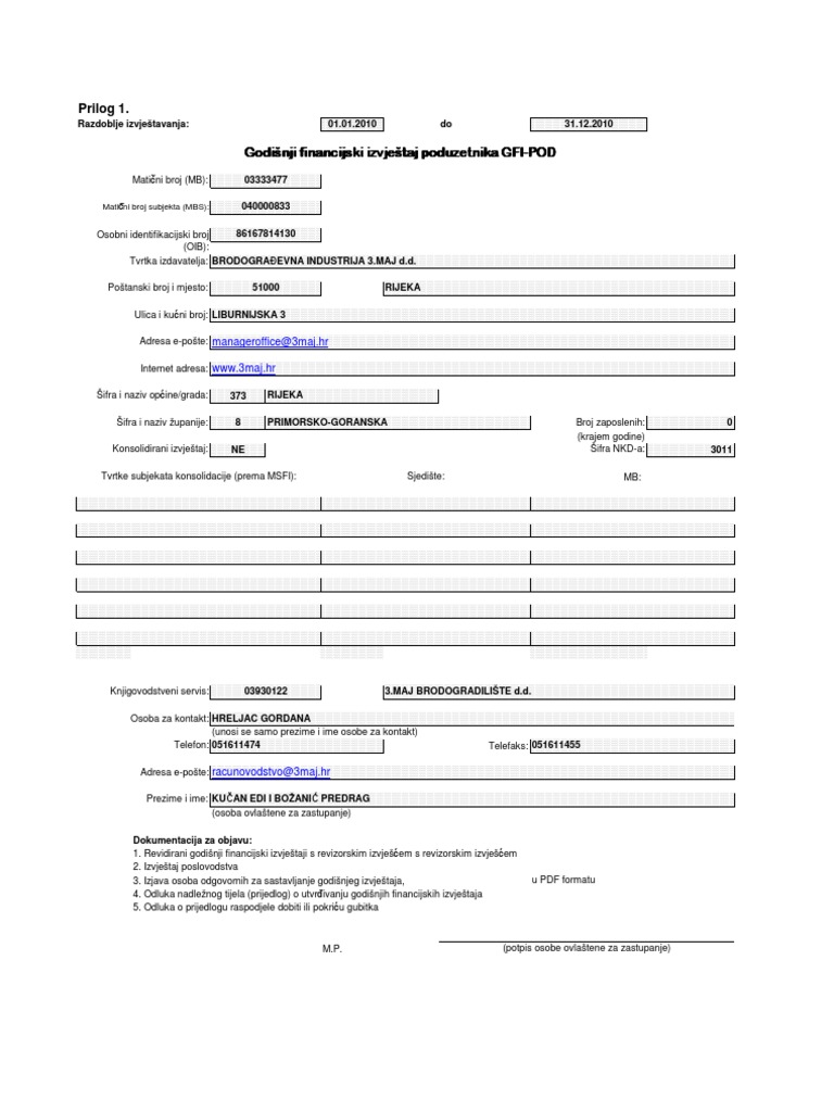 5 BI 2010 Obrazac GFI-POD XLS Format | PDF