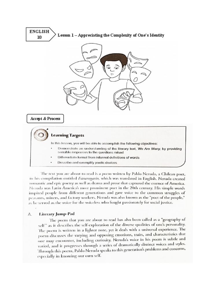 Lesson 1 - Appreciating The Complexity of One's Identity English 10 | PDF