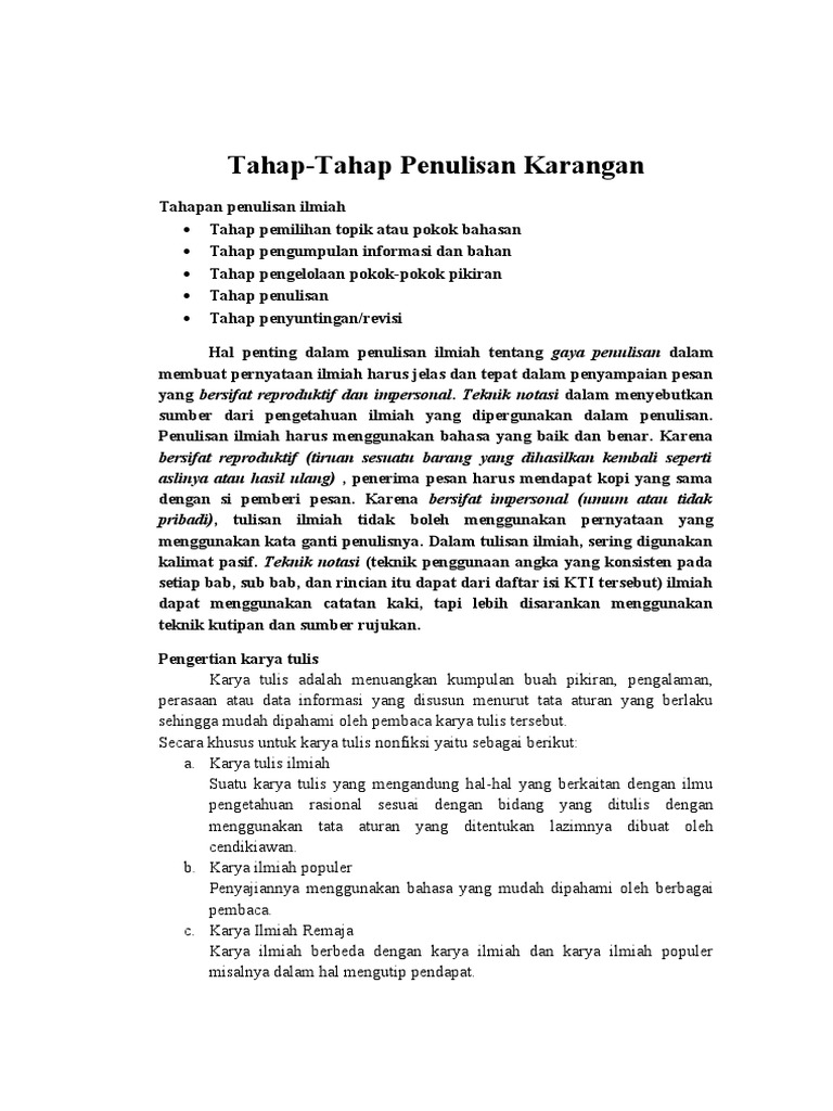 Tahap-Tahap Menulis Karangan | PDF