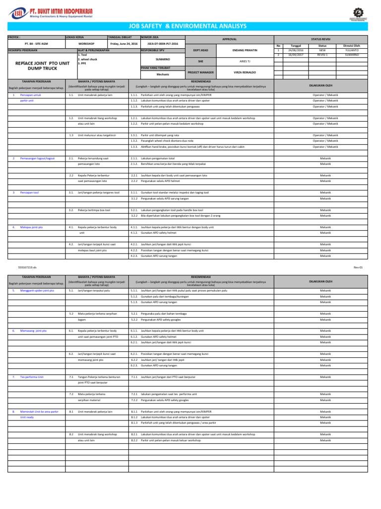 JSEA-DT-0004-PLT-2016 Replace Joint PTO | PDF