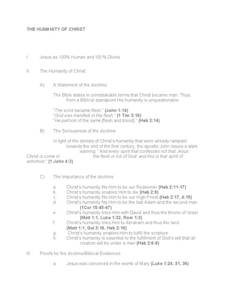 The Humanity of Jesus Christ Explained | PDF | Disciple (Christianity ...