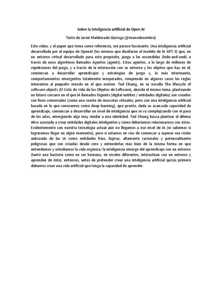 Reflexión Sobre La IA de OpenAI | PDF