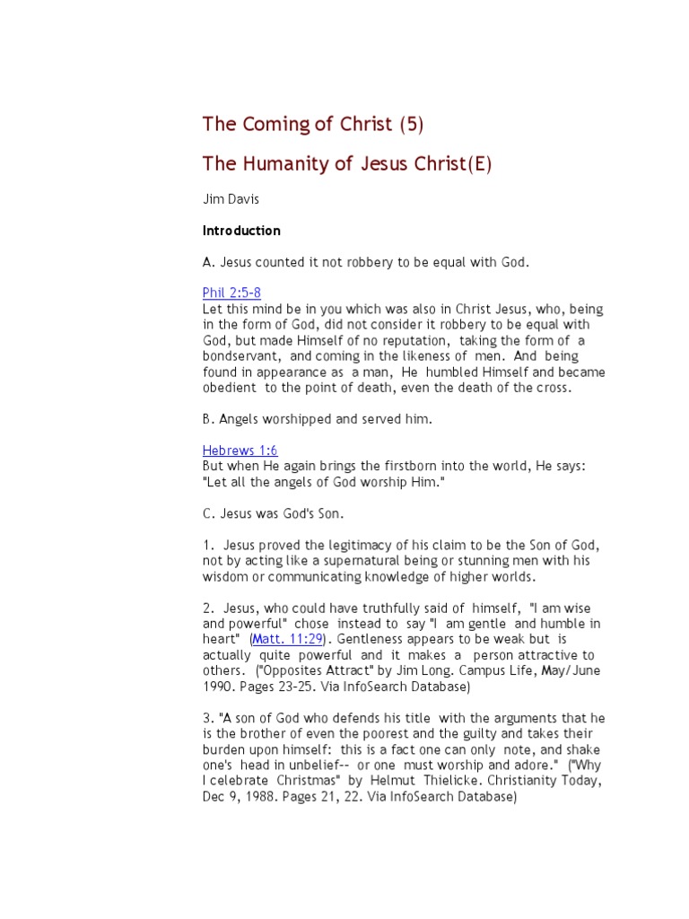 The Humanity of Jesus Christ Explained | PDF | Disciple (Christianity ...